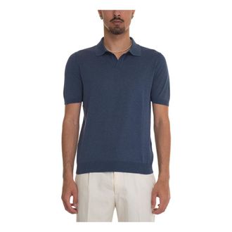 Gran Sasso Seiden Jersey Polo Shirt Elastischer Bund - - Tops - Herren - Blau - 3XL