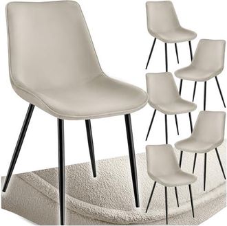 TecTake Lot de 6 Chaises de Salle &agrave; Manger Chaises Rembourr&eacute;es Chaise Ergonomique Velours Fauteuil Salon chaises Scandinave Pieds en Metal Noir Chaises Coiffe