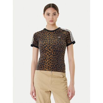 adidas T-Shirt Leopard Cali JW7304 Braun Slim Fit