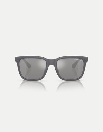 A|X Armani Exchange Ax4112s - Rechteckige, polarisierte Sonnenbrille in mattem Grau mit grauen, verspiegelten Gl&auml;sern