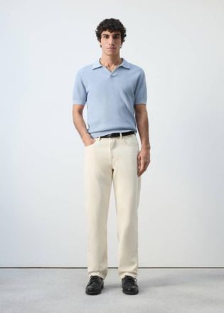 Mango Polo 100 % coton maille structure bleu ciel - Homme - XXL - MANGO MAN