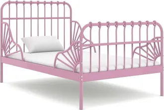 vidaXL Vidaxl - Cadre de lit extensible Rose M&eacute;tal 80x130/200 cm
