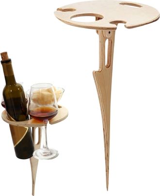 Generico Camping-Klapptisch, Campingzubeh&ouml;r, kleiner Tisch, Flaschenhalter, zusammenklappbar, Garten, Hof, Strand, Wandern, Grillen, Veranstaltungen