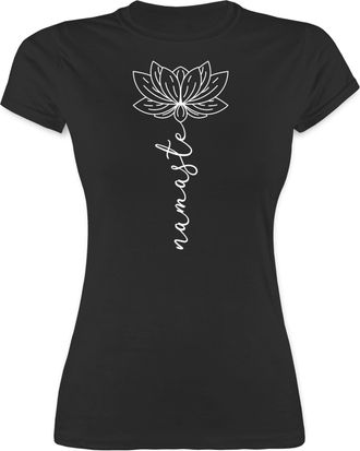 Shirtracer Shirt Damen - und Wellness Geschenk - Namaste Lotusbl&uuml;te Yoga Chakra - XXL - Schwarz - yogashirth Yoga-Bekleidung Meditation Joga Tshirt yogakleidug Y
