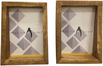 Penguin Home Set mit 2 vertikalen Bilderrahmen aus Mangoholz, 12 x 17 cm, nat&uuml;rliches Finish, rustikaler Vintage-Stil, handgefertigter Holz-Bilderrahmen f&uuml;r Wand o