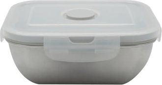 Fackelmann 684083 Boite de Conservation Alimentaire herm&eacute;tique en INOX Micro-ondable 400ml, Lunchbox avec Valve &agrave; Vapeur et Couvercle en Plastique, Plastique, Ac