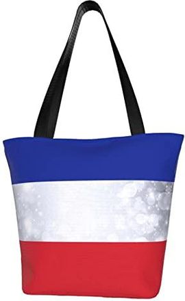 AOOEDM Tote Bag Drapeau fran&ccedil;ais Sacs &agrave; provisions Petit sac de march&eacute; r&eacute;utilisable Sacs fourre-tout de plage Sacs de voyage