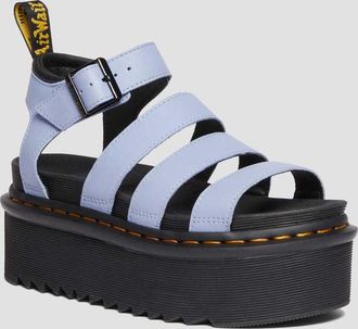 Dr. Martens Blaire Quad Pisa Leder Plateau Riemensandalen in Blau, Größe: 36