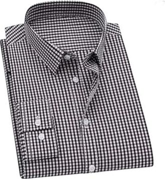Generic Chemise &agrave; carreaux &agrave; manches longues pour homme, coupe ajust&eacute;e, d&eacute;contract&eacute;e, chemise unie &agrave; revers doux &agrave; rayures, Tz7712, XXL