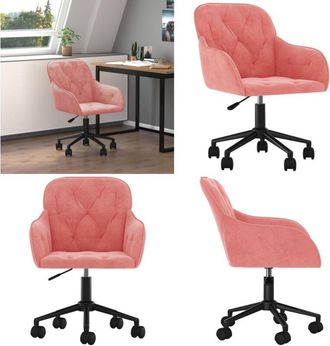 vidaXL Vidaxl - Bürostuhl Drehbar Rosa Samt - Bürostuhl - Bürostühle - Home & Living - Rosa