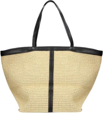 Weili Zheng Femme, Sacs, Beige, Taille: ONE Size Tote bag en raphia avec anse et d&eacute;tails contrastants
