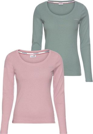 Kangaroos Langarmshirt (Packung, 2-tlg., 2er-Pack) Langarm, unifarben oder meliert, Rundhalsausschnitt