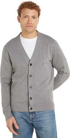 Tommy Hilfiger Cardigan Homme Essential Cotton avec Patte de Boutonnage, Gris (Medium Grey Heather), 3XL
