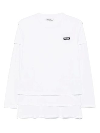 Miu Miu t-shirt à logo appliqué - Blanc
