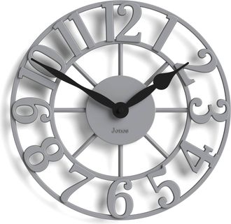 Jones Clocks Lighthouse Wanduhr | Skulpturale skelettierte Uhr | Grau | Elegante, erhabene Ziffern | Dekoratives Design, ideal f&uuml;r K&uuml;che, Wohnzimmer oder Schlafzim