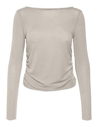 Vero Moda Damen VMELIANA LS Cropped TOP JRS Langarmshirt, Pumice Stone, X-Large