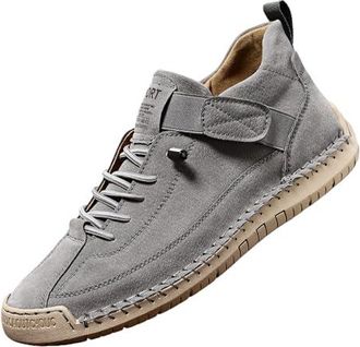 Generic Chaussures orthopédiques en cuir pour femme, faites à la main, douces, confortables et soutien de la voûte plantaire, chaussures à enfiler, gris, 10 U