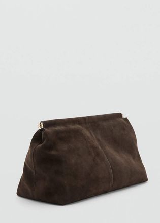 Mango Oversize-Clutch aus Wildleder in Braun-Brown