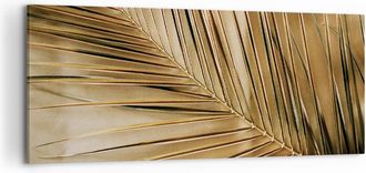 Arttor Wandbilder Dekoration Wohnzimmer Blatt Gold Pflanze Panorama Bilder auf Leinwand 120x50cm Leinwandbild Schlafzimmer K&uuml;che Wand Kunstdruck Art Gro&szlig; Wan