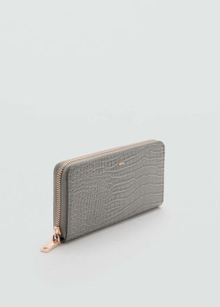 Mango Grand portefeuille effet croco gris - Femme - Taille unique - MANGO