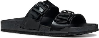 Geox Femme D BRIONIA R M Sandale Plate, Black, 39 EU