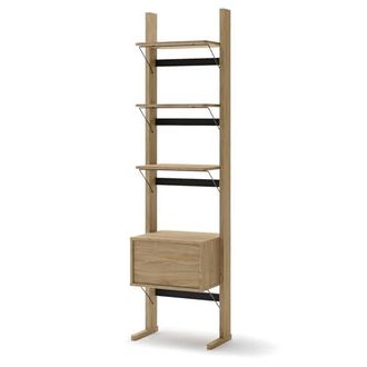 Selsey Ollie Wandregal 193 cm x 52 cm x 40 cm - stilvolle und funktionale Aufbewahrung, ge&ouml;lte Eiche, 1 Push-to-Open-Schublade, 3 offene F&auml;cher, kleines Wand