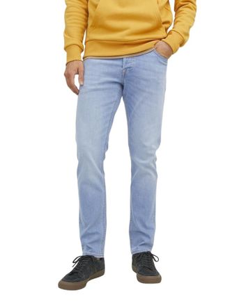 Jack & Jones Genn Original Herrenbekleidung Herrenhosen, Herren-Jeans, schmale Passform, Stretch-Stoff, ganztägigen Komfort, geknöpfter Hosenschlitz, hellblau, 34 