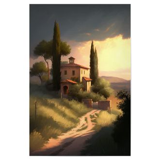 artboxONE Poster 30x20 cm Natur Villa in der Toskana hochwertiger Design Kunstdruck - Bild Kunst Farbe hügel