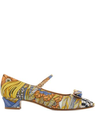 Ferragamo escarpins &agrave; d&eacute;tail de noeud 30 mm - Jaune