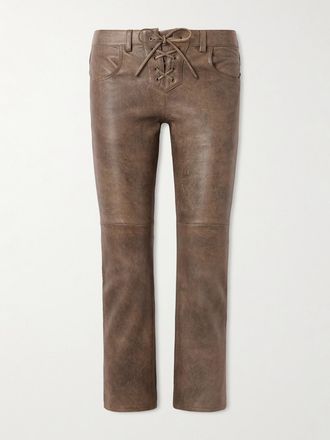 Isabel Marant Pantalon Slim En Cuir À Lacets Vanel - Marron