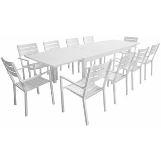 Happy Garden Salon de jardin VENEZIA extensible 180/300 en aluminium 10 places - blanc