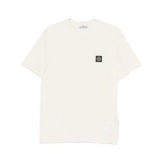 Stone Island Homme, Tops, Beige, Taille: XL Logo Patch T-Shirt