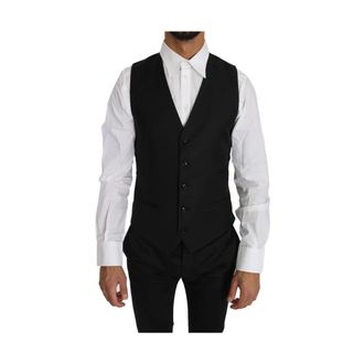 Dolce & Gabbana Luxuri&ouml;se Wollmischung Formelle Weste - - Suits - Herren - Schwarzk - S