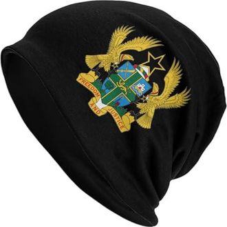 Generic Unisexe Bonnet &Agrave; Revers Armoiries du Ghana Bonnets Tricot&eacute; Chaud Hiver Chapeaux Doux Bonnet dhiver pour Patinage Quotidien Cyclisme