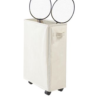 Generico Faltbarer W&auml;schesammler - gro&szlig;er und schlanker faltbarer W&auml;schebeh&auml;lter mit Rollen, schmaler, freistehender 42-Liter-W&auml;schebeh&auml;lter mit stabilem Griff
