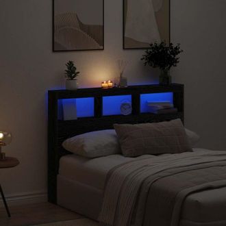 vidaXL Vidaxl - LED-Kopfteil mit Ablagen Schwarz Eichen-Optik 140x17x102 cm