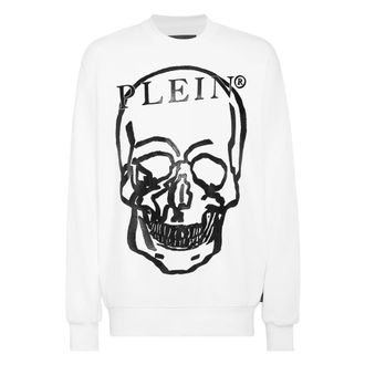 Philipp Plein Homme, Sweatshirts et sweats &agrave; capuche, Blanc, Taille: XS SweaT-shirt LS Skull and Plein