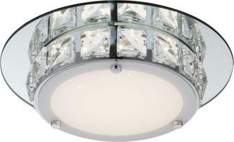 ETC Shop Plafonnier avec cristaux clairs, plafonnier rond, 1x led 12 watts, 720 lumens, blanc neutre, DMxH 25x7cm, salon couloir salle &agrave; manger