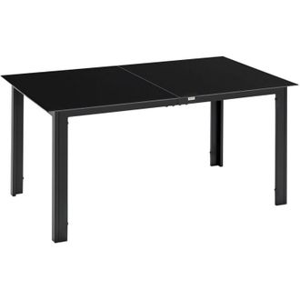 OUTSUNNY Gartentisch Aluminium 150 x 90 cm Wetterfest Balkontisch mit Glas-Tischplatte, Buffettisch Campingtisch f&uuml;r 6 Personen Terrassentisch Outdoor