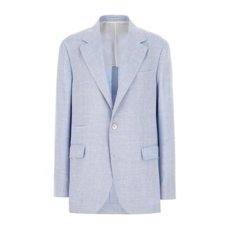 Brunello Cucinelli Homme, Vestes, Bleu, Taille: XL Chevron Deconstructed Blazer