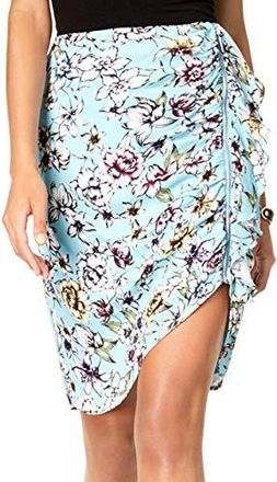 Guess Womens Dotty Ruched Zipped Skirt, riot Bloom Print Blue Wave, 4