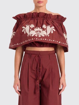 Twin-Set Gebl&uuml;mtes Cropped-Top aus Baumwolle mit Off-Shoulder-Design