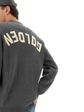 Golden Goose Logo Lapel Cotton Cardigan - Gray