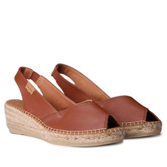 Toni Pons BERNIA-PM Espadrilles mit Keilabsatz aus Leder, Nougat, 37 EU