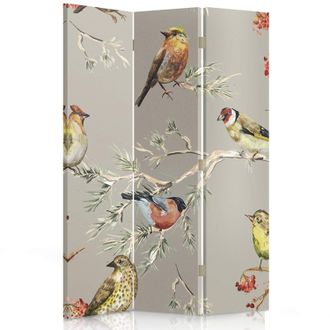 Feeby Frames Feeby Paravent Vögel 110x150 cm 3 Teilig Modern Design einseitig Raumteiler Wandschirme Foto Trennwand Raumtrenner Sichtschutz Spanische Wand auf Lein