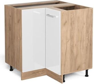 Vicco Meuble dangle R-Line, Blanc Haute Brillance/Ch&ecirc;ne de Force dor&eacute;, 75.6 cm sans Plan de Travail