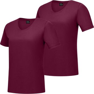Hanes Damen Perfect V-Ausschnitt, Baumwolle, Kurzärmelig, 1er Oder 2er-Pack T-Shirt, kastanienbraun, Klein