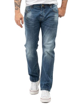 Rock Creek Herren Jeans Regular Fit Stretch Jeans M&auml;nnerhose Herrenjeans Denim Hosen Herrenhose Straight Cut Stonewashed RC-2282 Blau W29 L32