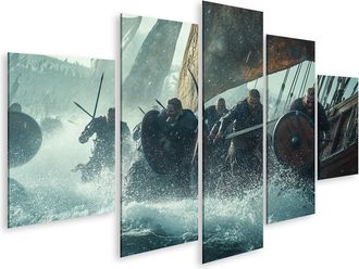 Islandburner Bild auf Leinwand Wikinger im stürmischen Seeschlacht Bilder Wandbilder Poster