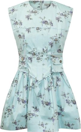 Ganni Femme, Robes, Bleu, Taille: 38 FR Floral Print Mini Dress